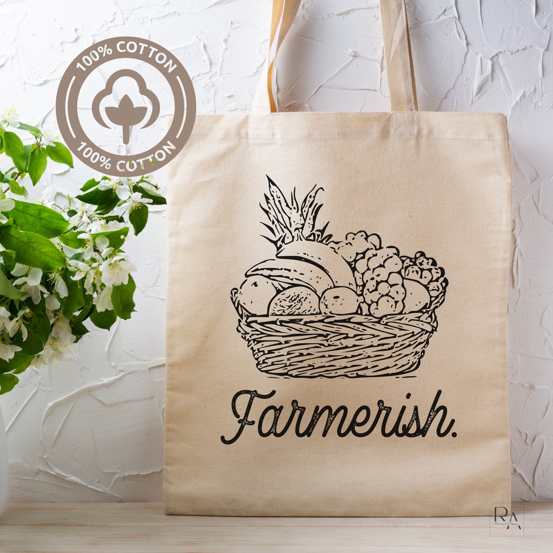 Farmerish Canvas Tote Bag Cute Vintage Style Farmer's Market Bag Gift ...