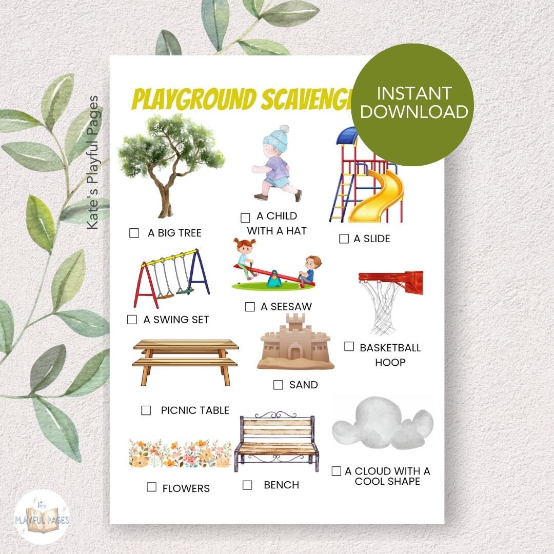 Playground Scavenger Hunt Printable, Spring, Summer, Outdoor Scavenger ...