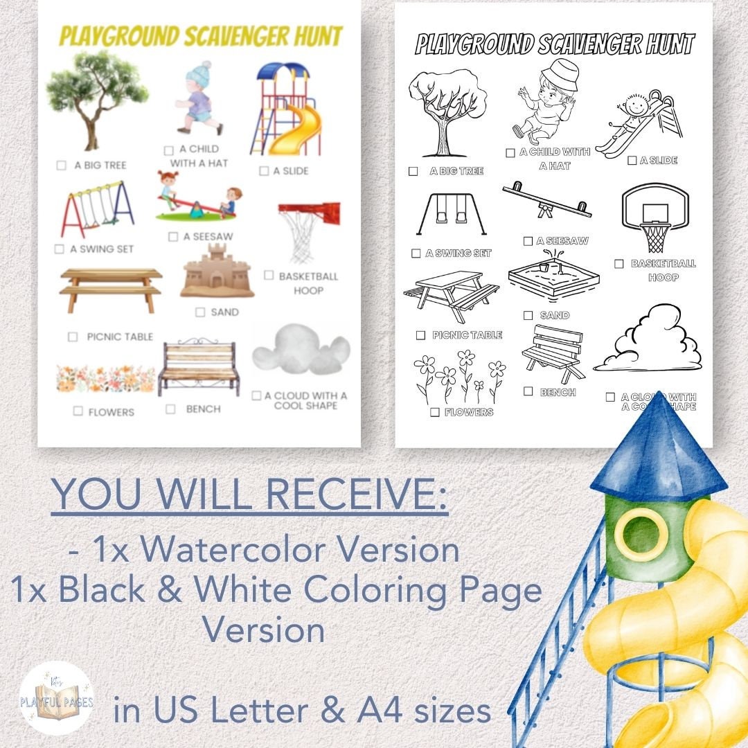Playground Scavenger Hunt Printable, Spring, Summer, Outdoor Scavenger ...