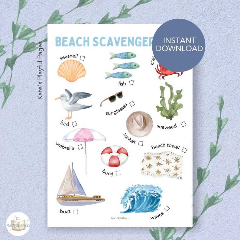 Beach Scavenger Hunt Printable Spring Summer Outdoor - Etsy