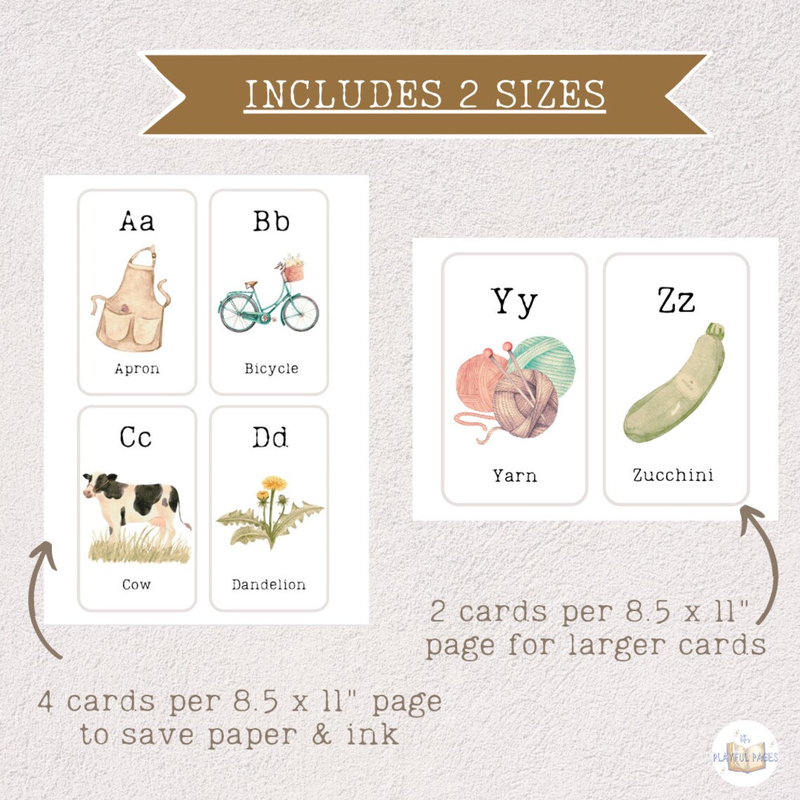 Vintage Watercolor Alphabet Flashcards ABC Learning Kids - Etsy Canada