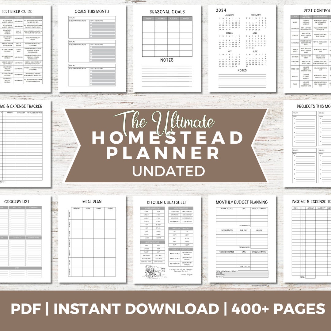 UPDATED 2025 Undated Printable Homestead Planner Weekly Planner Digital ...