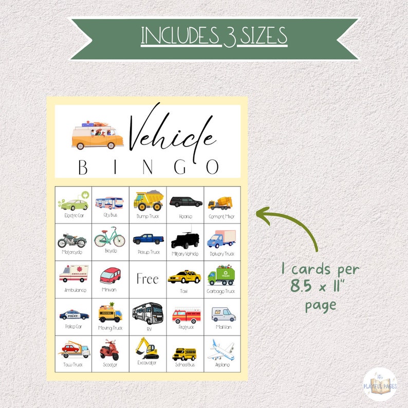 Vehicle Themed Travel Bingo | Road Trip Bingo | FUN Road Trip Games ...