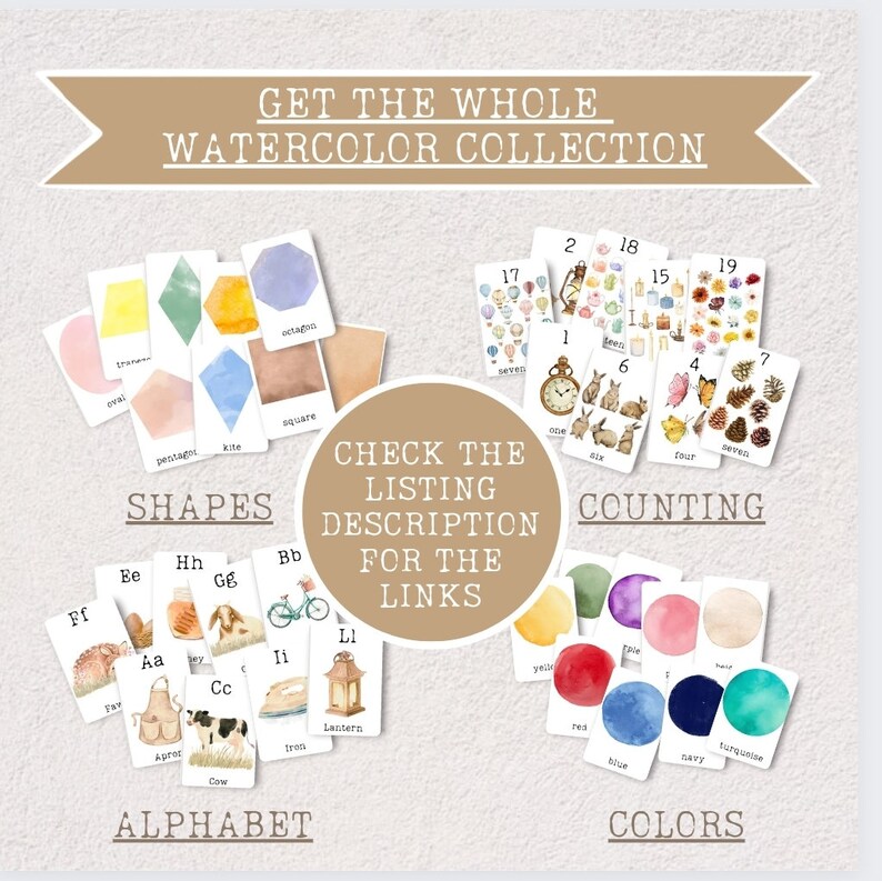 Vintage Watercolor Alphabet Flashcards ABC Learning Kids - Etsy Canada