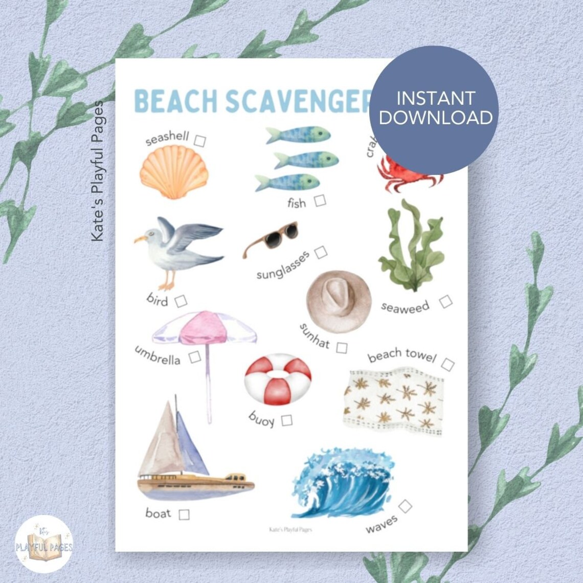 Beach Scavenger Hunt Printable, , Spring, Summer, Outdoor Scavenger ...