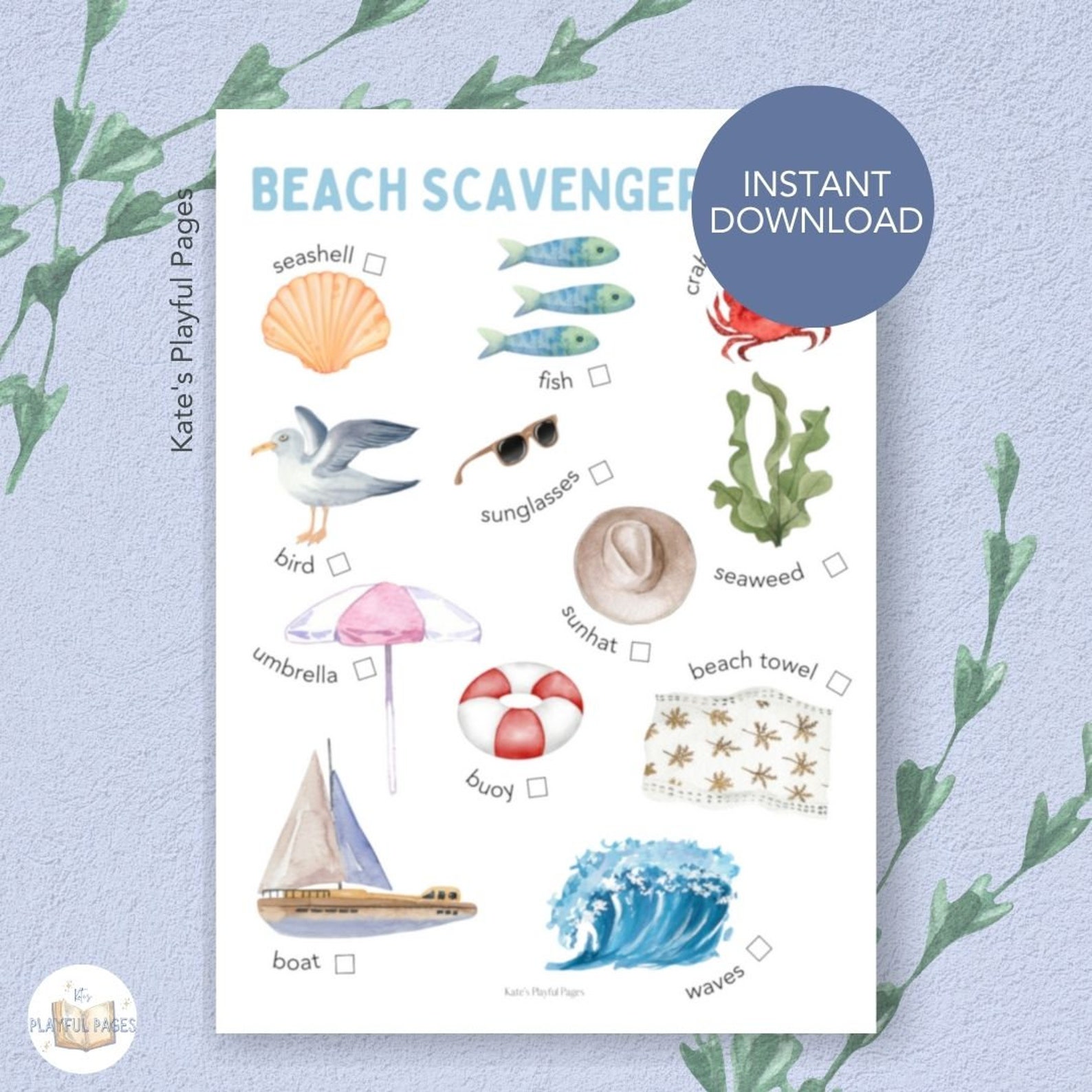 Beach Scavenger Hunt Printable, , Spring, Summer, Outdoor Scavenger ...