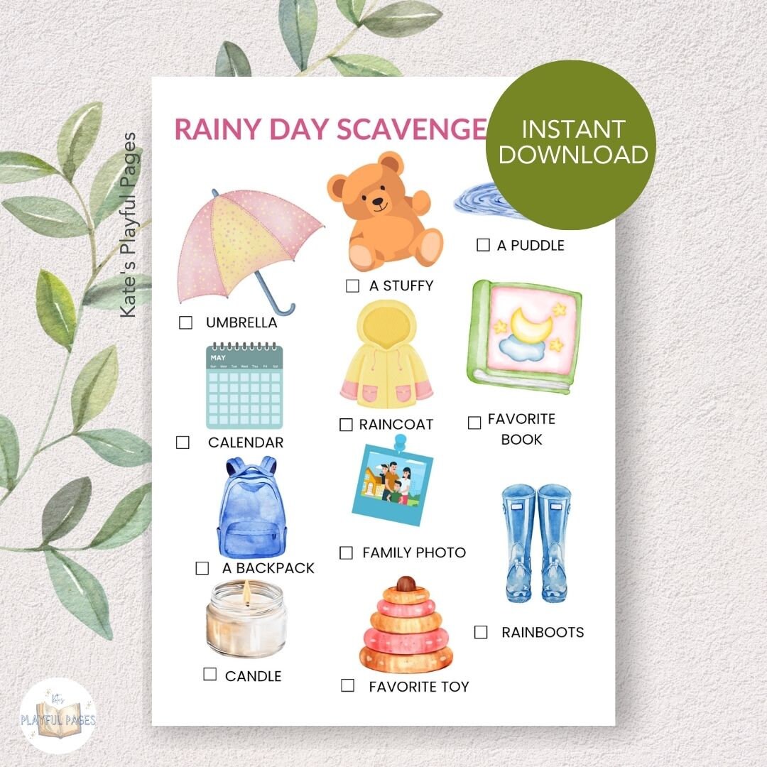 Rainy Day Scavenger Hunt Printable, Spring, Summer, Urban Exploration ...