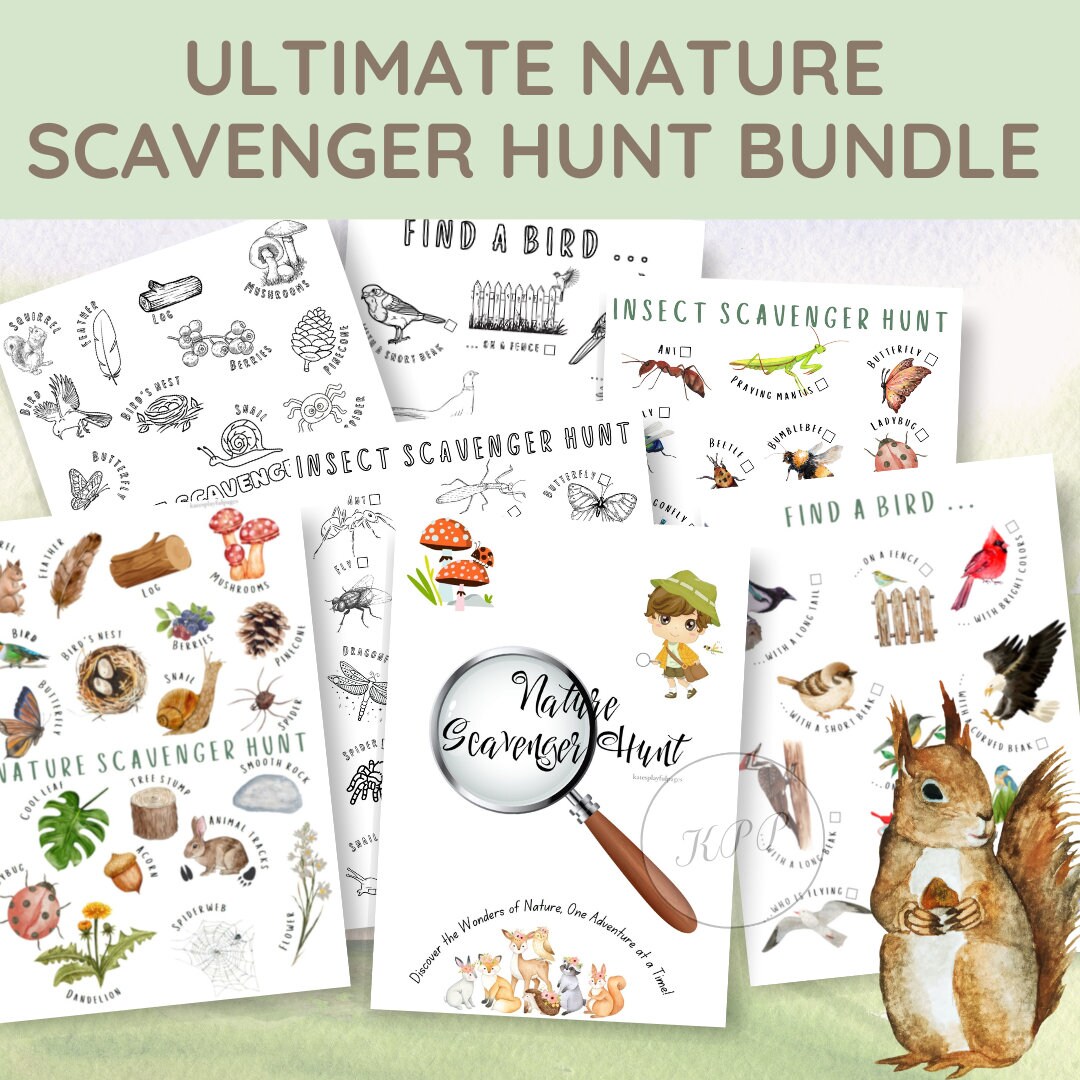 BUNDLE Nature Scavenger Hunt | Spring Birds Nature Insects Ultimate ...