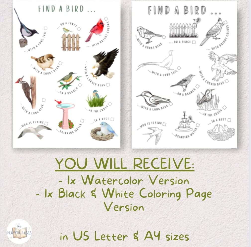 Bird Scavenger Hunt Printable, Spring, Summer, Birds Outdoor Scavenger ...