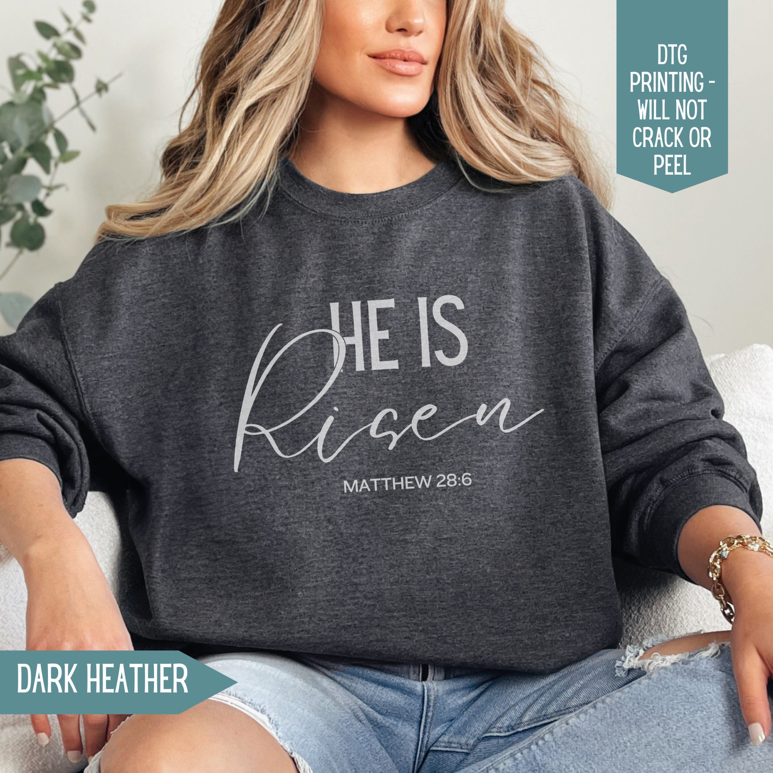 He is Risen Resurrection Bible Verse Sweatshirt, Faith Based Easter ...