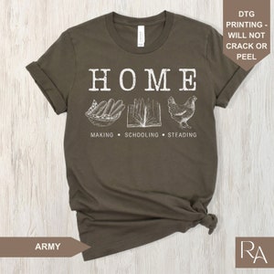 Homemaking Homeschooling Homesteading Tee, Minimalist Homestead Mama ...
