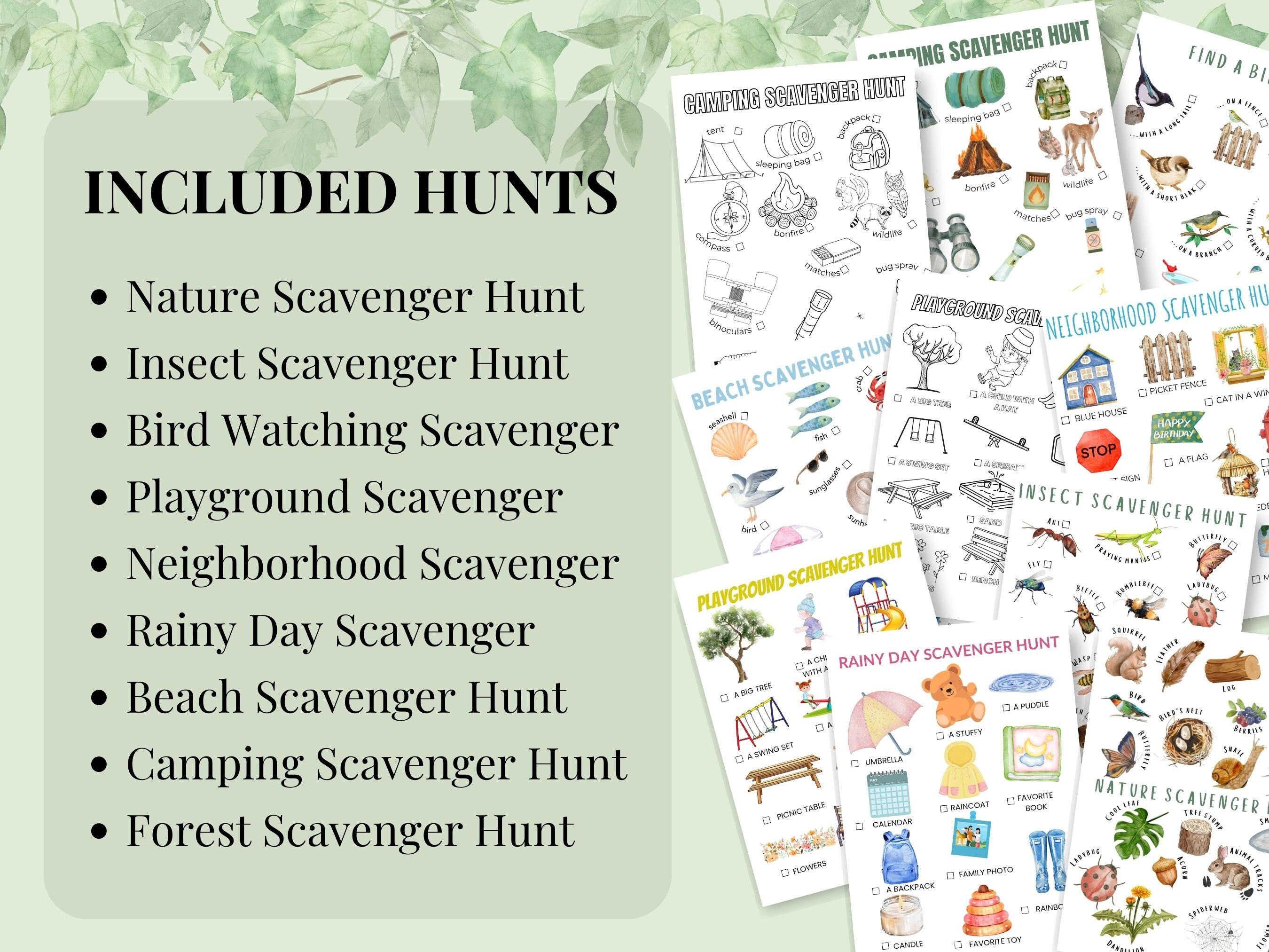 Outdoor Scavenger Hunt MEGA PACK BUNDLE, Rainy Day Games, Playground ...