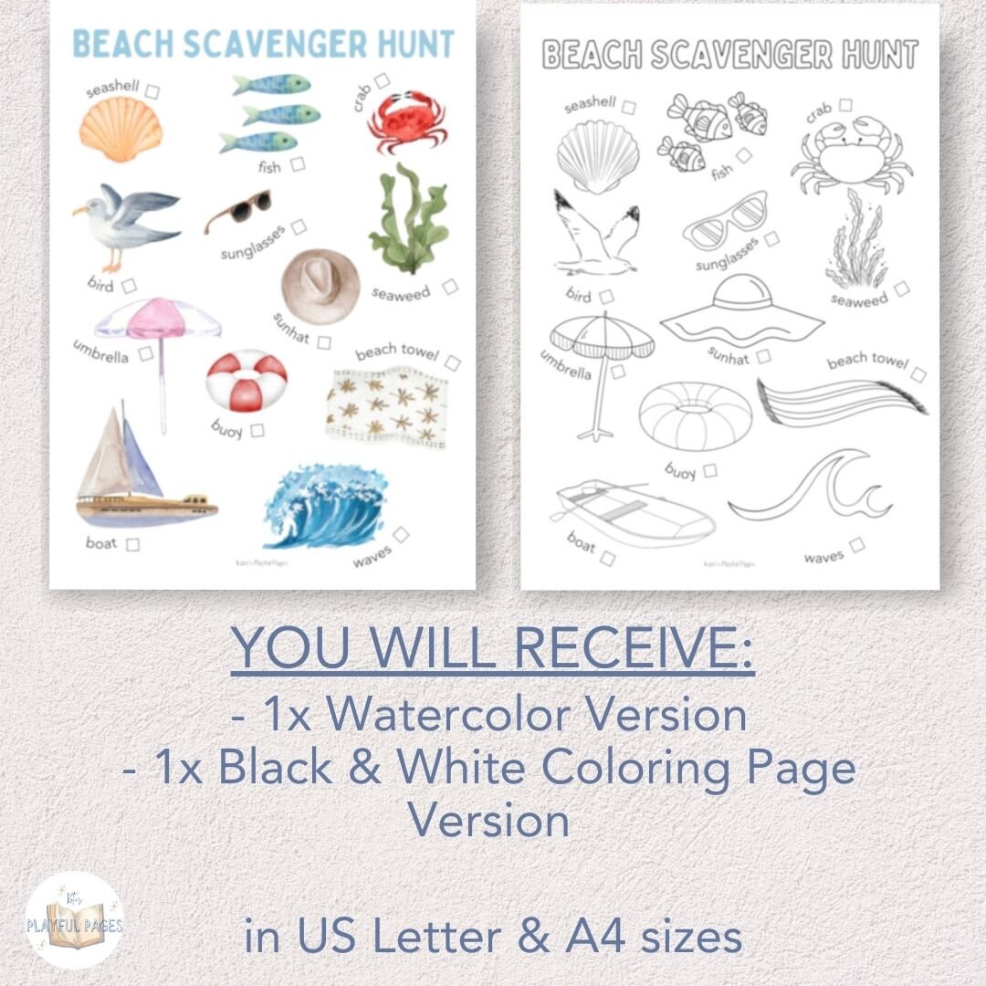 Beach Scavenger Hunt Printable, , Spring, Summer, Outdoor Scavenger ...