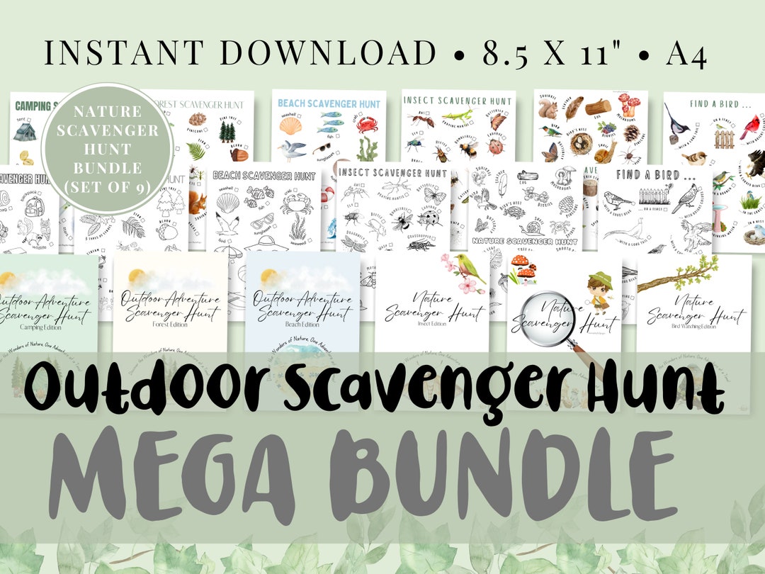 Outdoor Scavenger Hunt MEGA PACK BUNDLE, Rainy Day Games, Playground ...