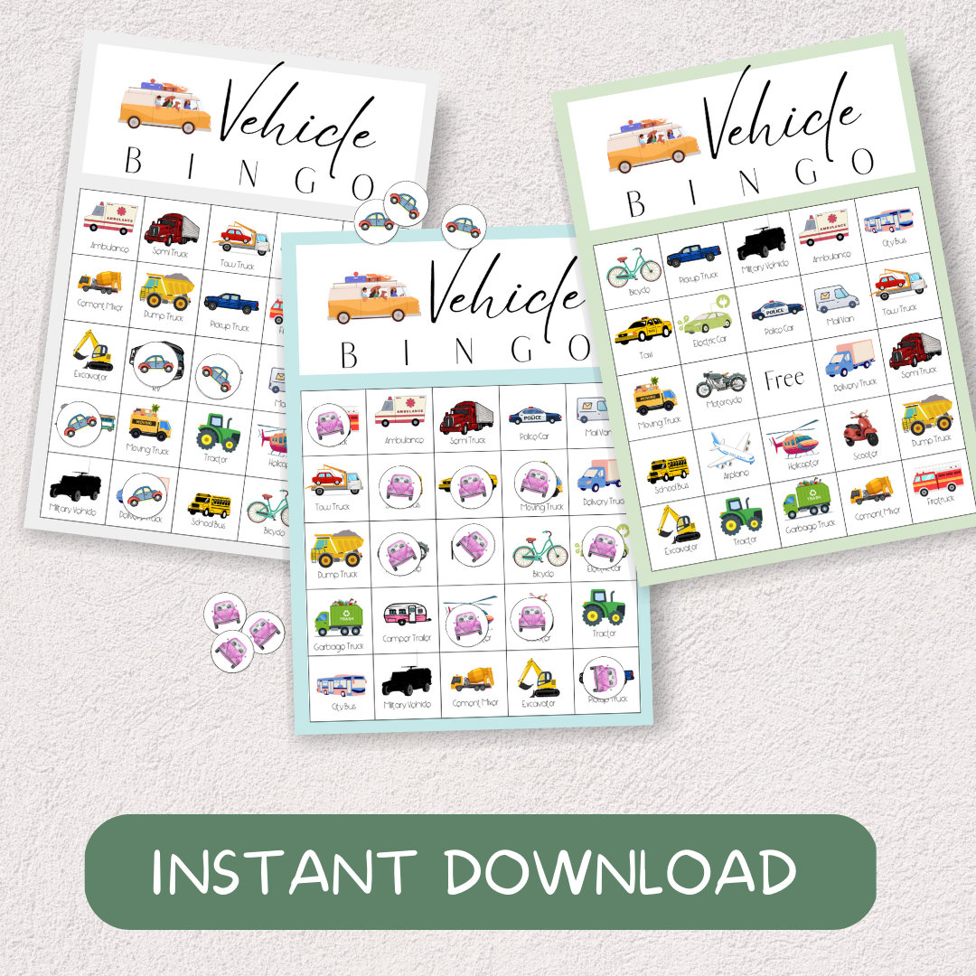 Vehicle Themed Travel Bingo Road Trip Bingo FUN Road Trip Games Instant ...