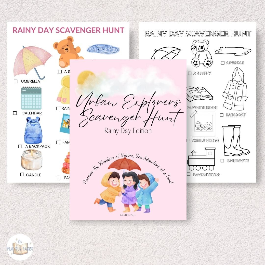 Rainy Day Scavenger Hunt Printable, Spring, Summer, Urban Exploration ...