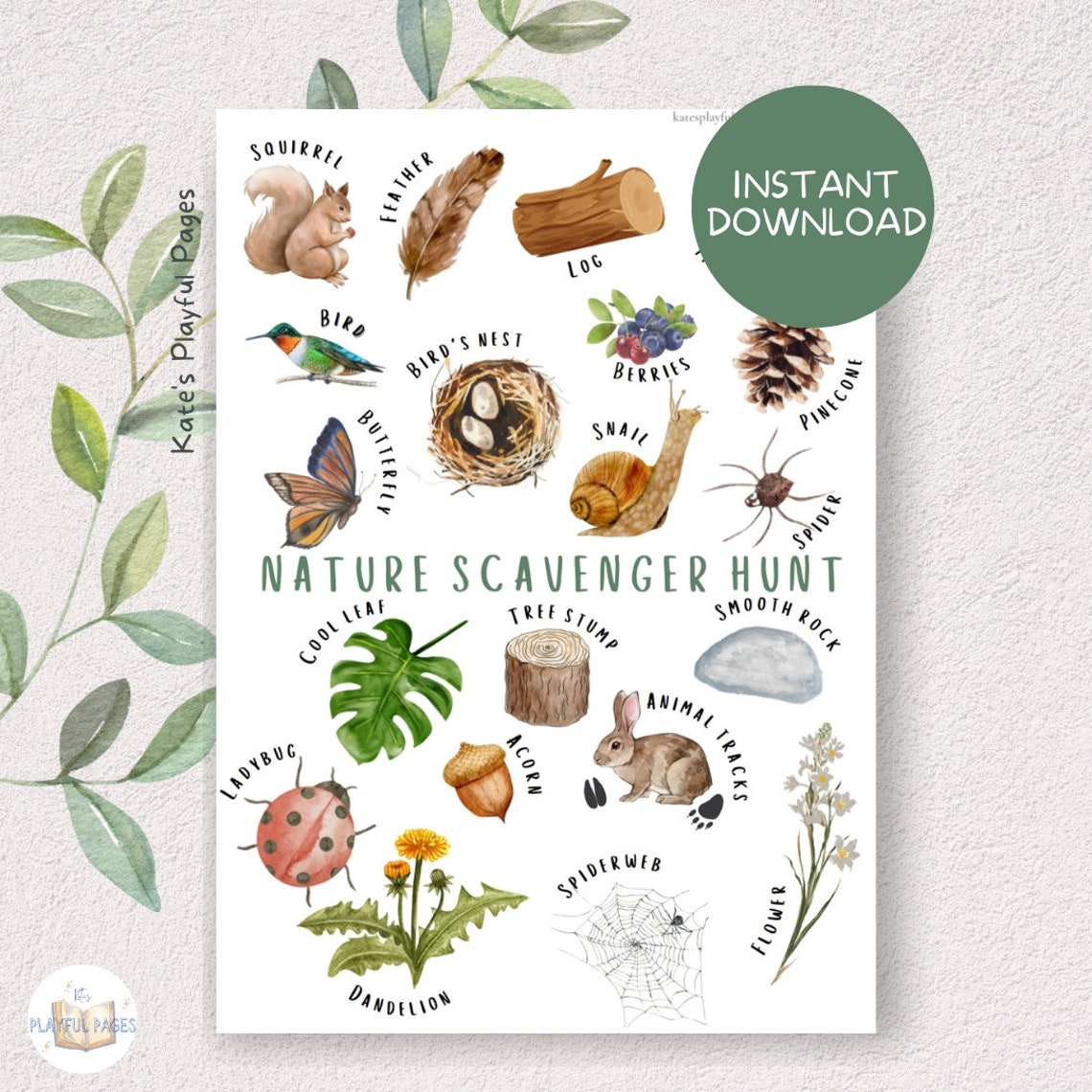Nature Scavenger Hunt Printable, Fun, Outdoor Scavenger Hunt for Kids ...