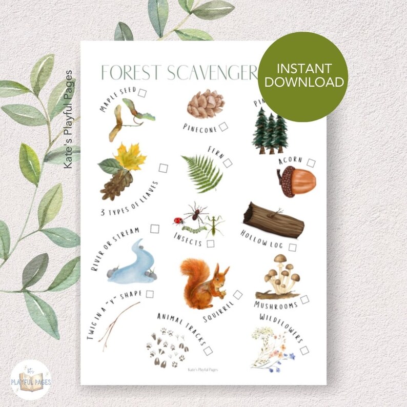 Forest Scavenger Hunt Printable, , Spring, Summer, Outdoor Scavenger ...