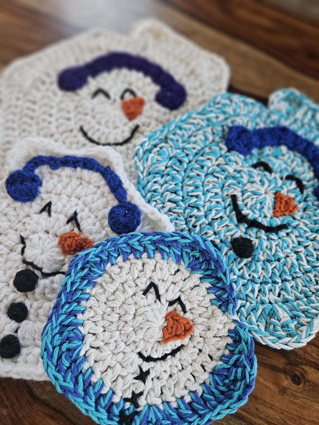 CROCHET Pattern-melted Snowman Coaster AND Hot Pad Instant Digital ...