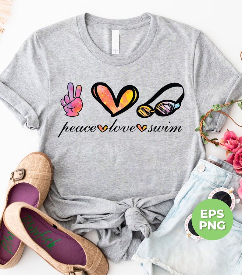 Peace Love Swim Png, Swimmer Gift Png, Swimming Lover Png, Gift for Him ...