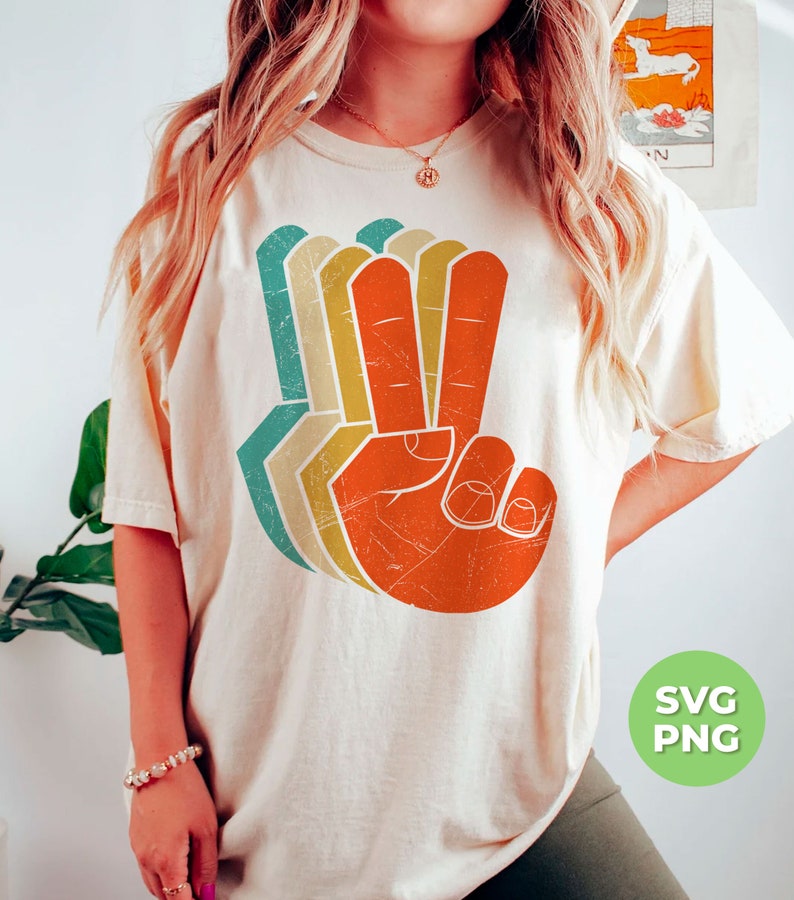 Peace Sign Svg Retro Peace Sign Svg Love Peace Svg Say Hi - Etsy