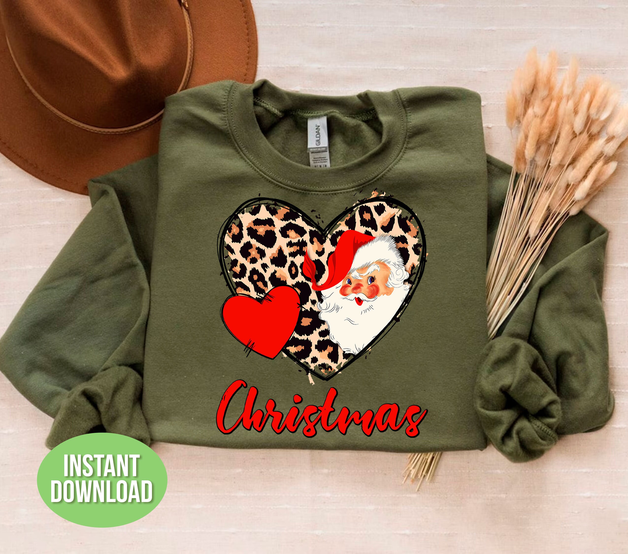 Santa Claus in Heart Eps Leopard Heart Eps Love Christmas - Etsy