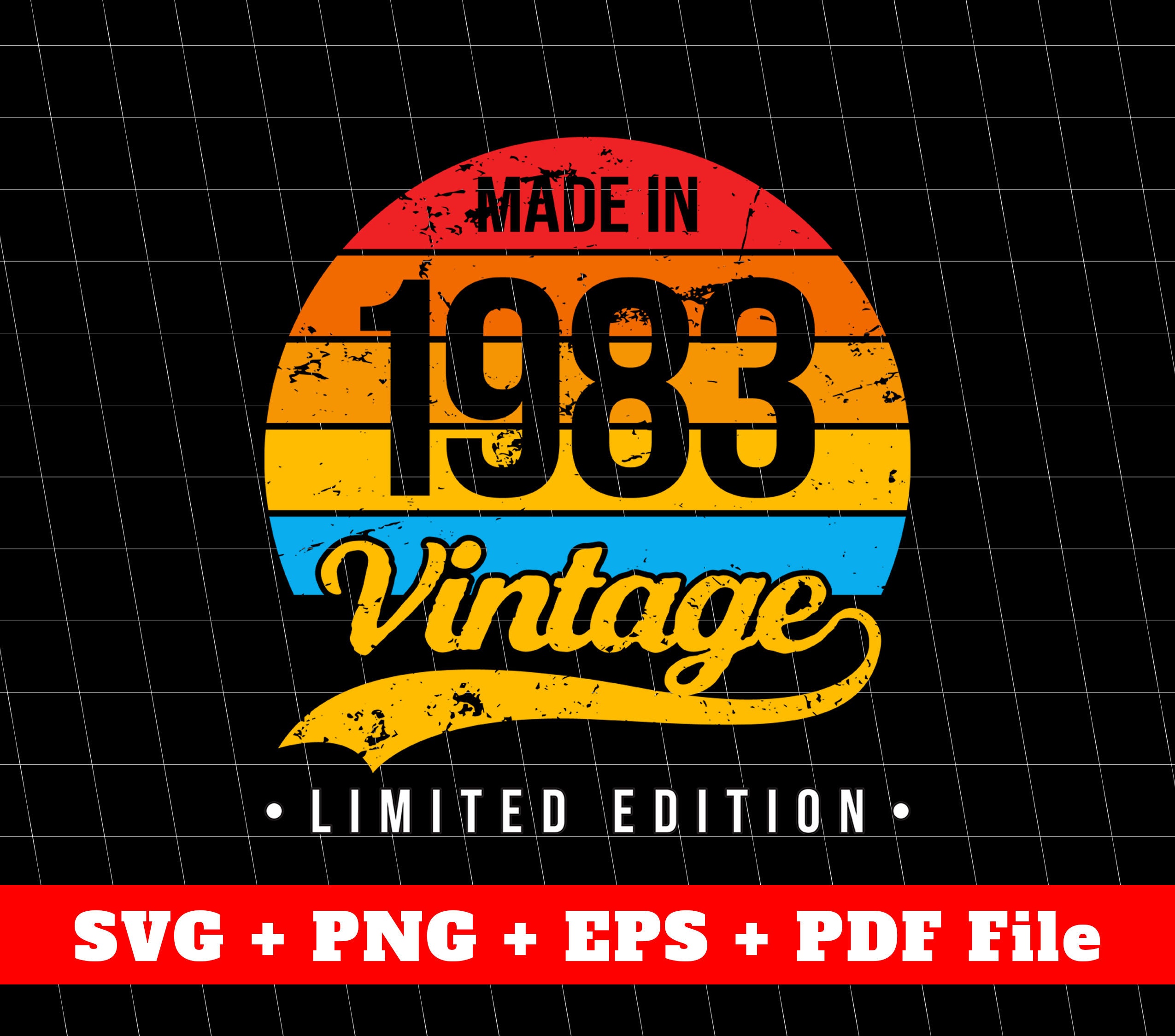 Vintage 1983 Svg, 1983 Birthday Png, Made in 1983 Gift, Born in 1983, Best of 1983, Retro 1983 ...