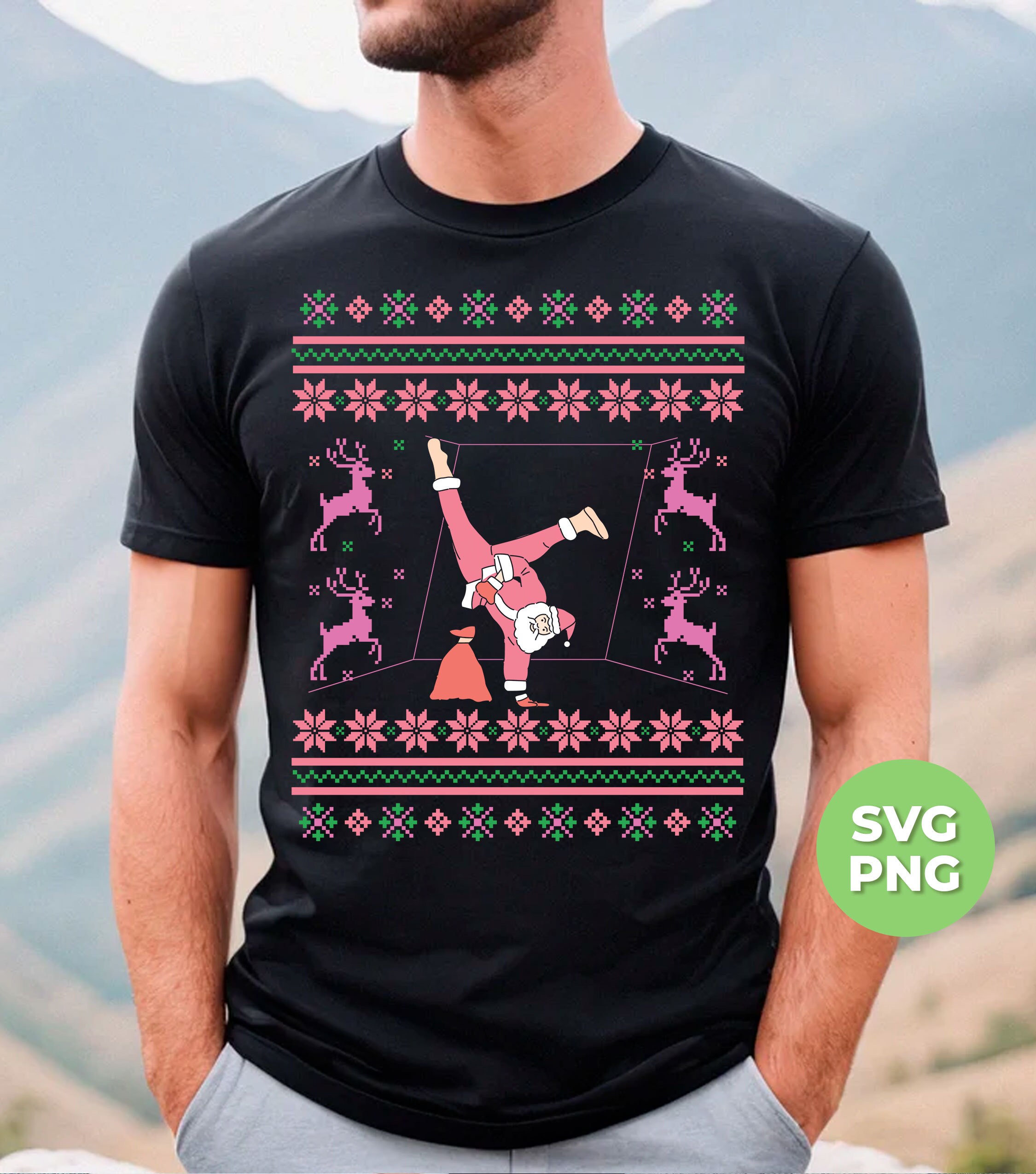 Pinky Santa Svg, Hip Hop Santa, Santa Breakdance, Xmas Pattern Svg ...