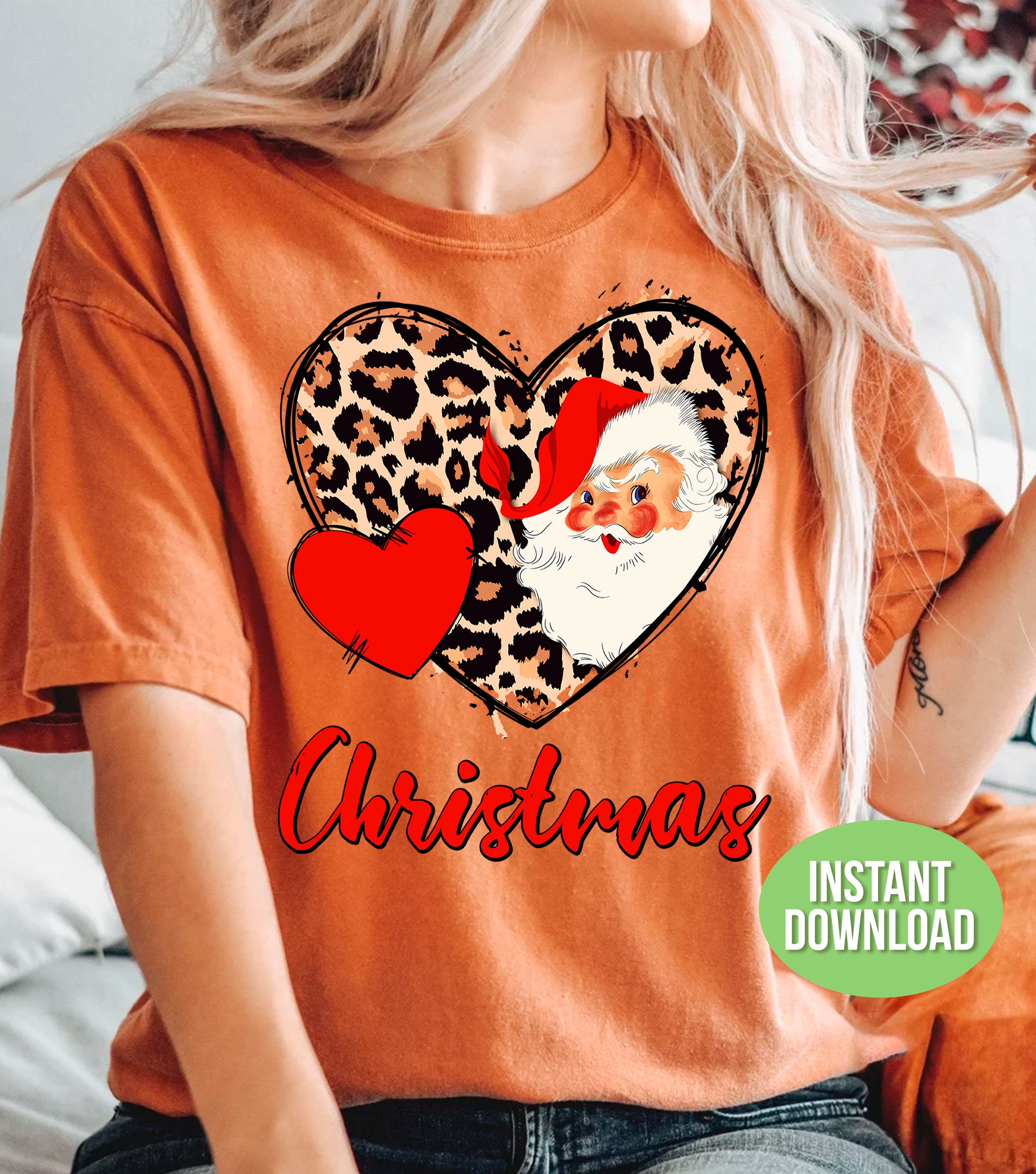 Santa Claus in Heart Eps Leopard Heart Eps Love Christmas - Etsy