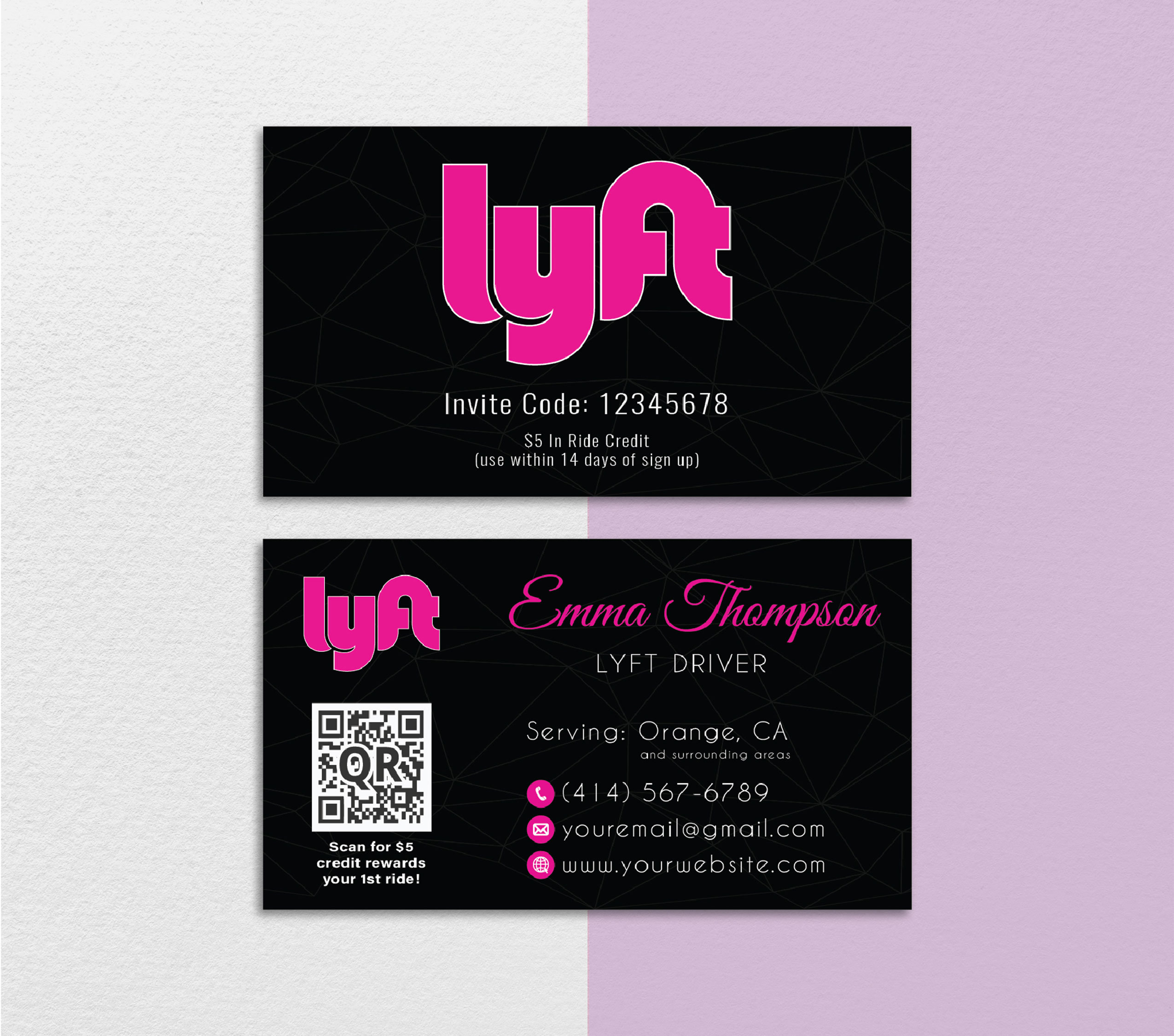 Lyft Business Cards, Personalized Lyft Driver Business Card, Lyft ...