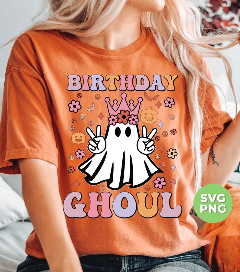 Birthday Ghoul Svg, Groovy Halloween Svg, Cute Princess Ghost Svg ...