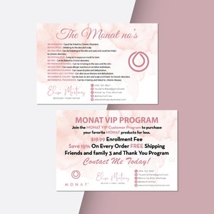 Pink Watercolor Monat Card, Personalized Monat Business Card, Modern ...