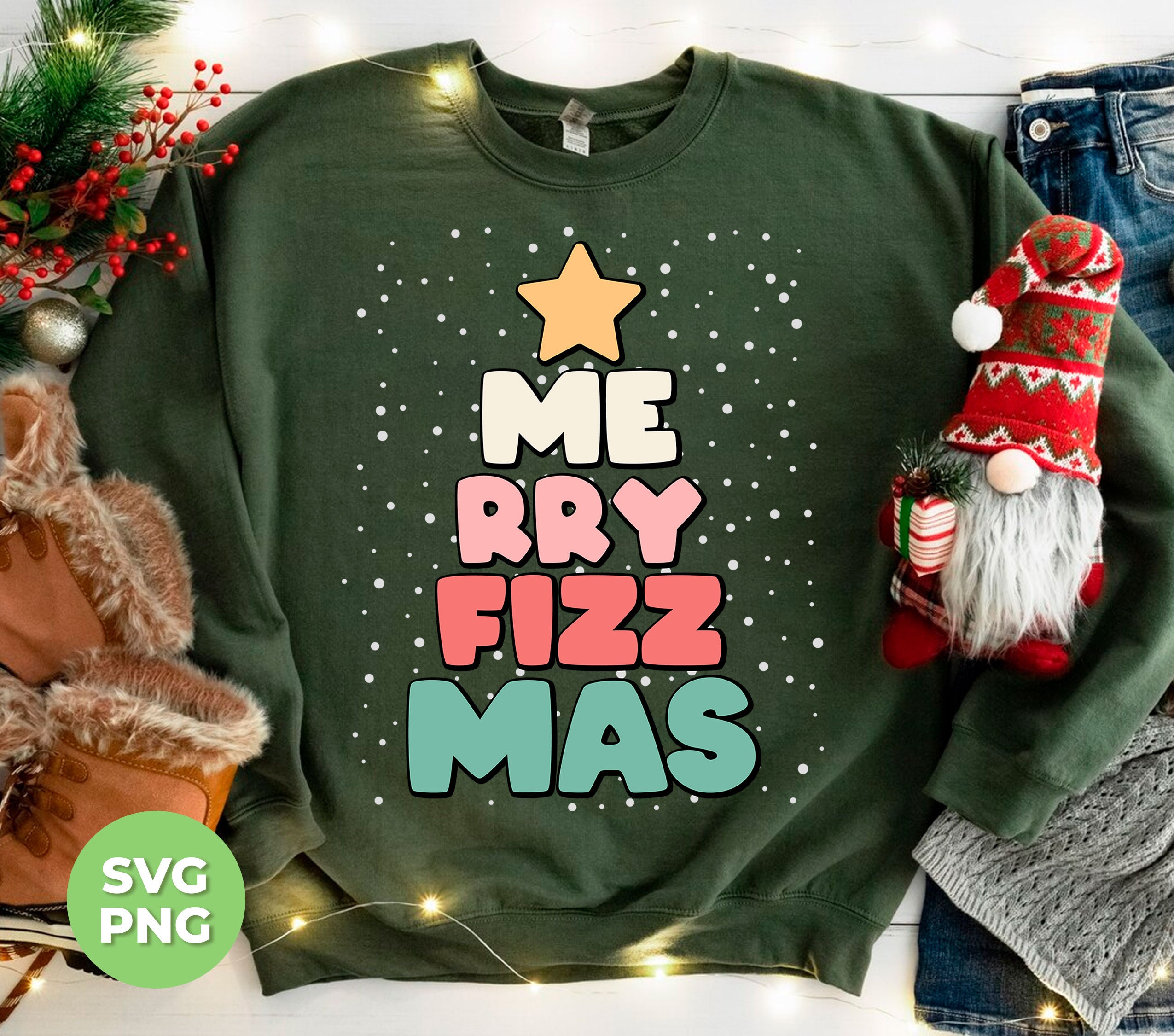 Merry Fizz Mas Svg, Merry Christmas Tree Svg, Cute Fizz Mas Svg, Love ...