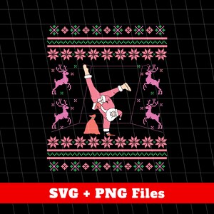 Pinky Santa Svg, Hip Hop Santa, Santa Breakdance, Xmas Pattern Svg ...