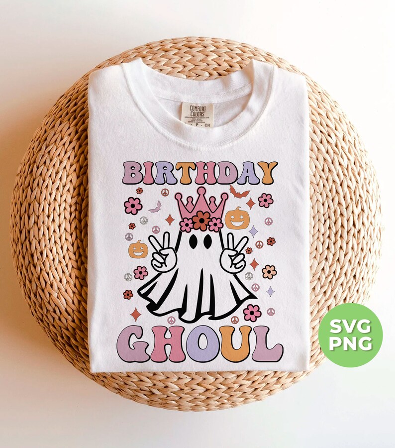 Birthday Ghoul Svg, Groovy Halloween Svg, Cute Princess Ghost Svg ...