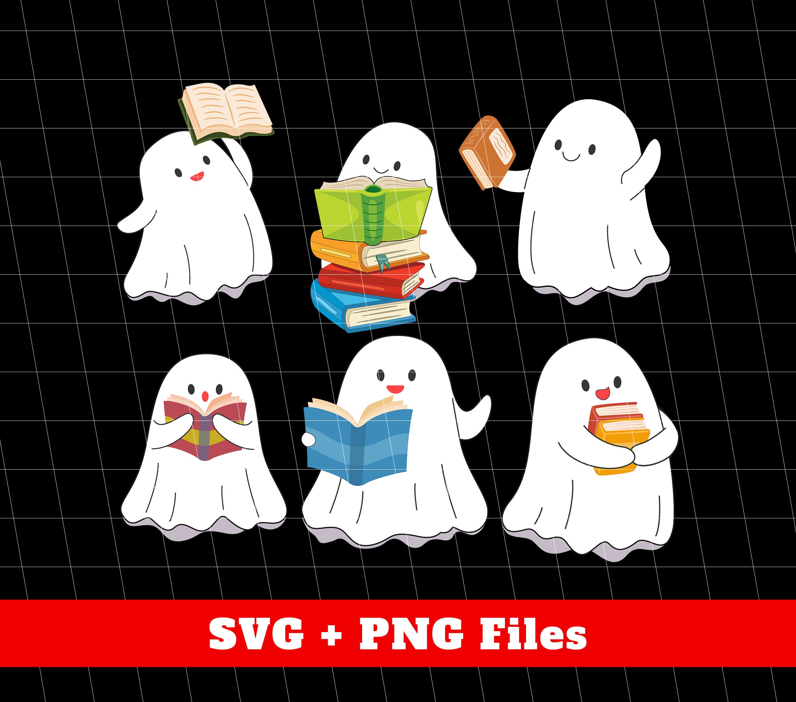 Ghost Love Books Svg Boo With Books Svg Halloween Boo Svg - Etsy