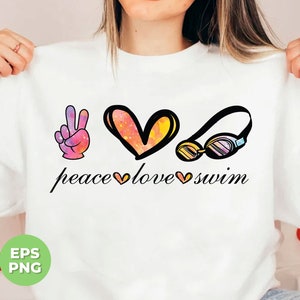 Peace Love Swim Png, Swimmer Gift Png, Swimming Lover Png, Gift for Him ...