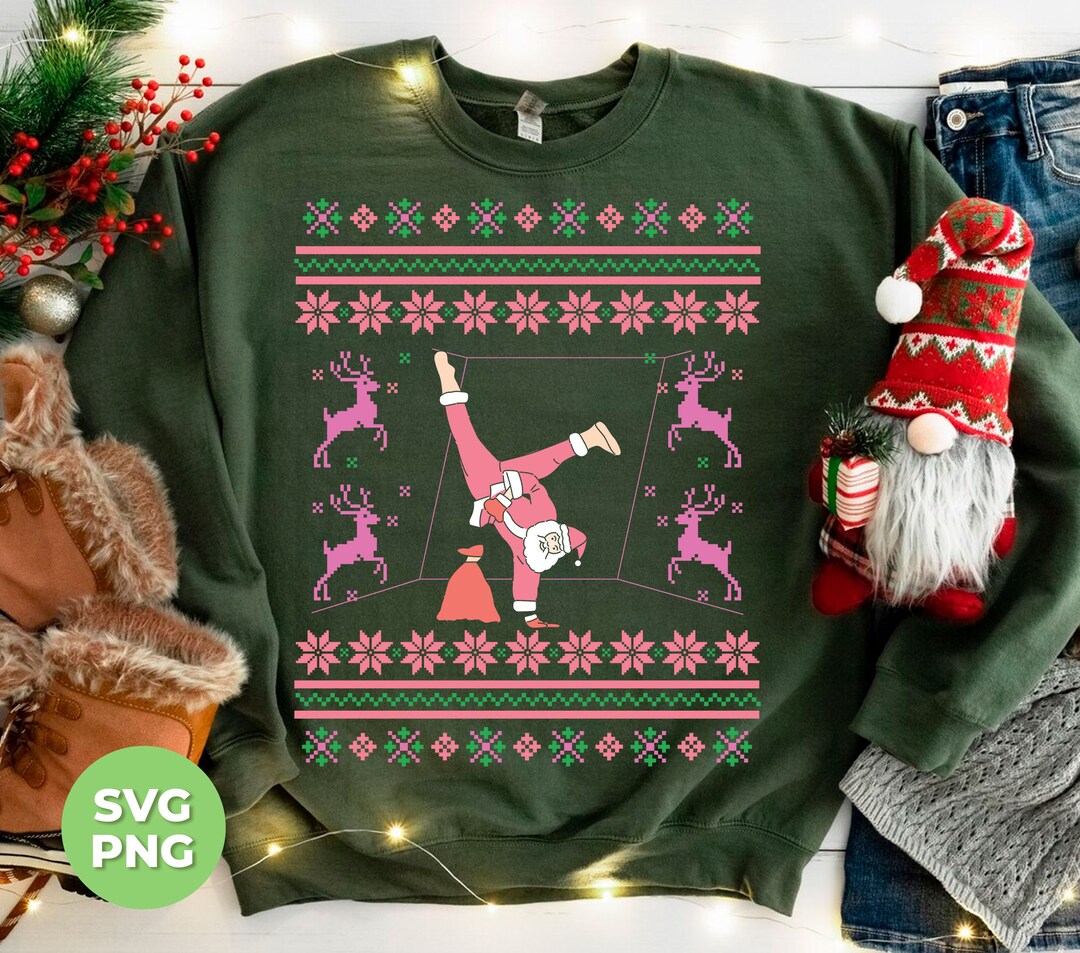 Pinky Santa Svg, Hip Hop Santa, Santa Breakdance, Xmas Pattern Svg ...