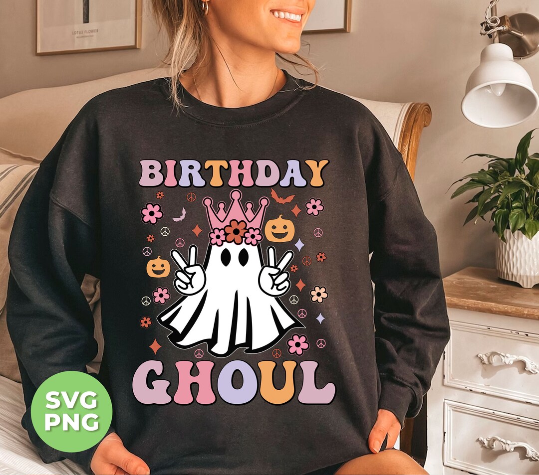 Birthday Ghoul Svg, Groovy Halloween Svg, Cute Princess Ghost Svg ...