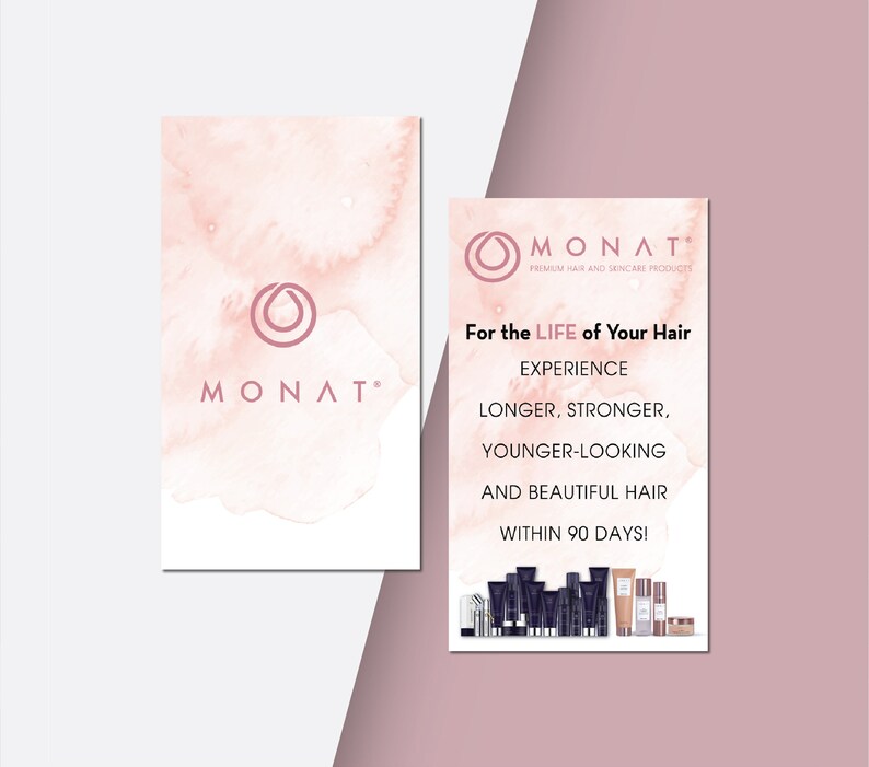 Pink Watercolor Monat Card, Personalized Monat Business Card, Modern ...