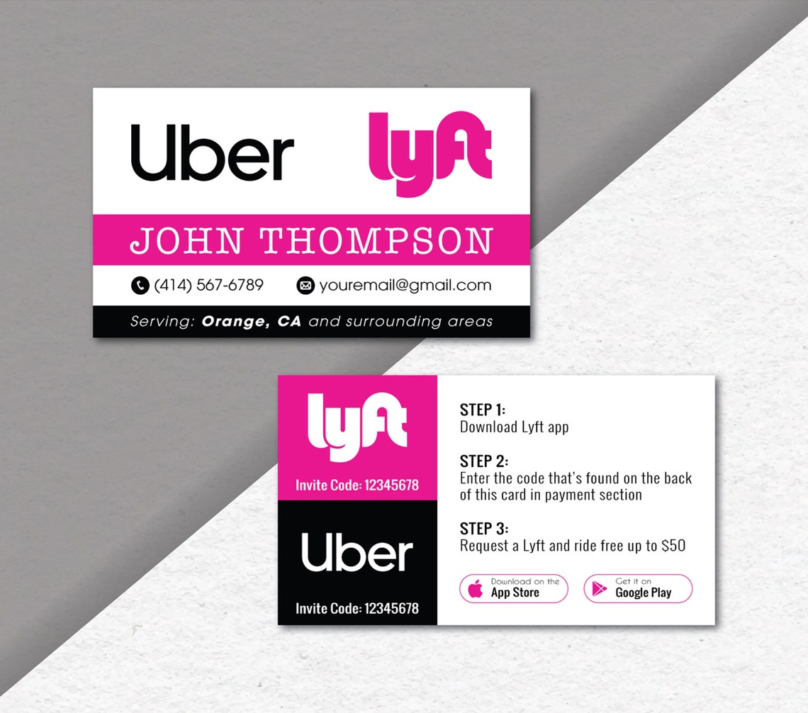 Lyft Business Card, Lyft Marketing, Personalized Lyft Driver Business ...