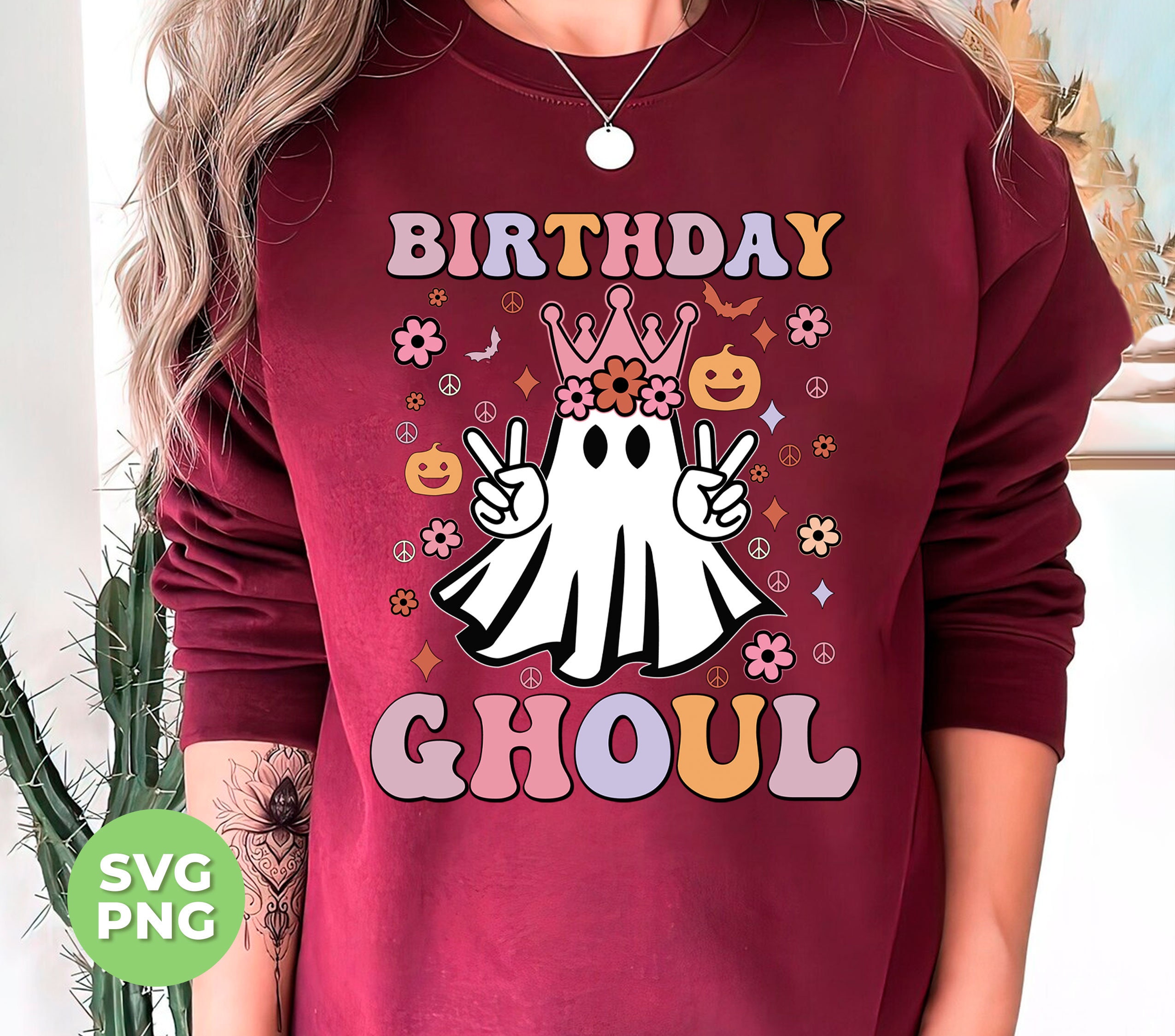 Birthday Ghoul Svg, Groovy Halloween Svg, Cute Princess Ghost Svg ...