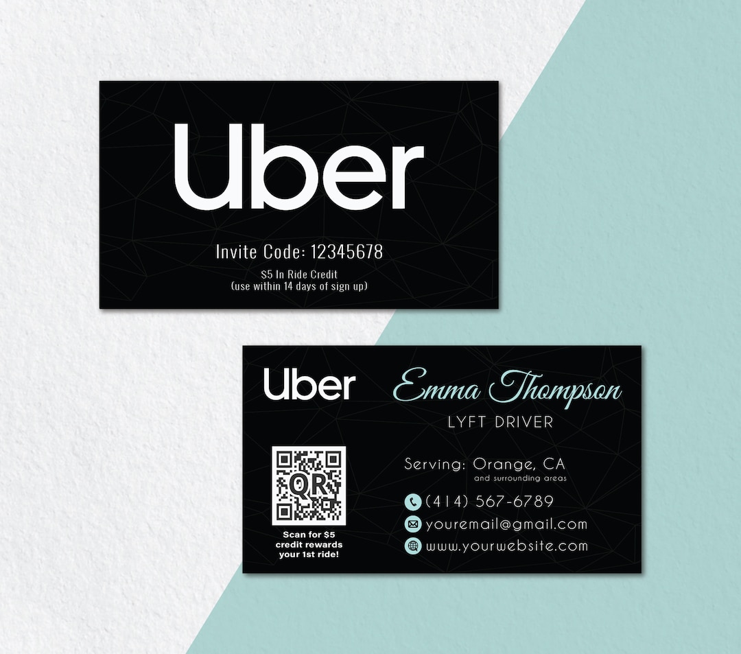 Uber Business Cards, Personalized Uber Driver Business Card, Uber ...