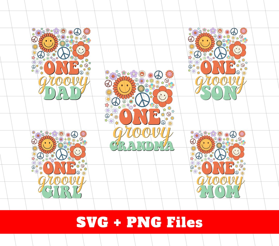 One Groovy Mom Svg, One Groovy Dad Svg, Family Groovy Svg, Kindergarten ...