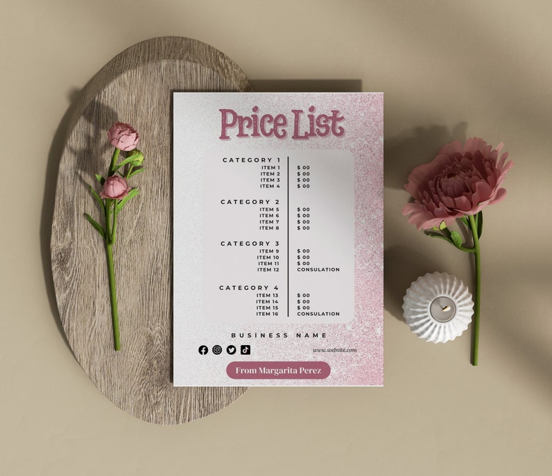 Glitter Scan to Pay & Price List QR Code Template Printable - Etsy
