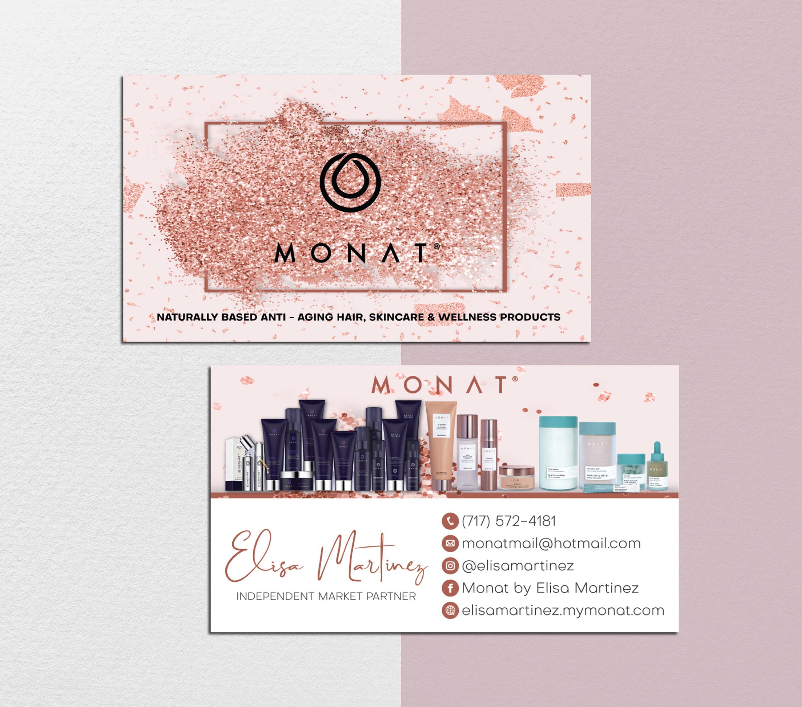 Personalized Monat Business Card, Modern Monat Marketing Cards, Pink ...