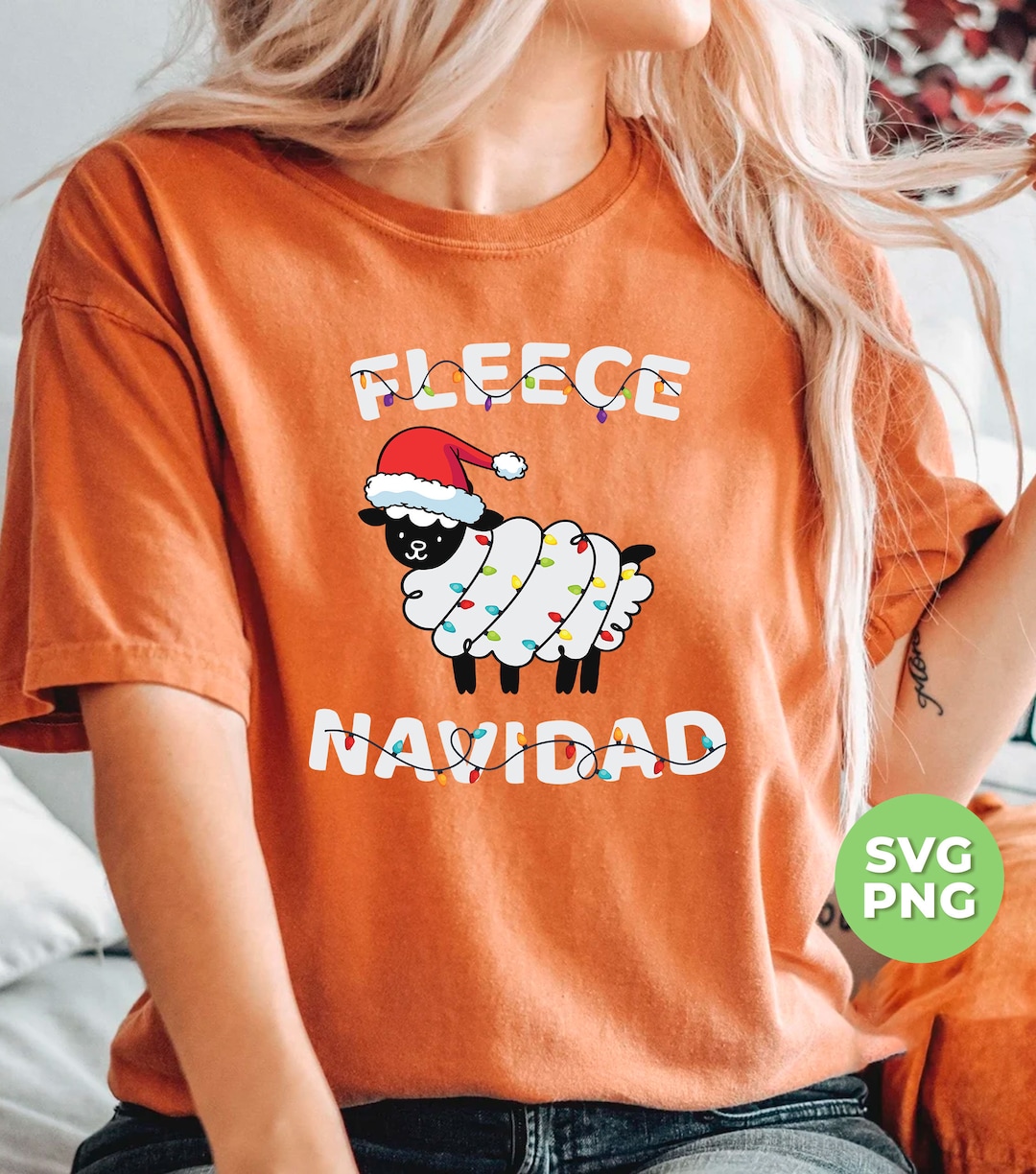 Fleece Navidad Svg, Funny Christmas Svg, Sheep With Light Line Svg ...
