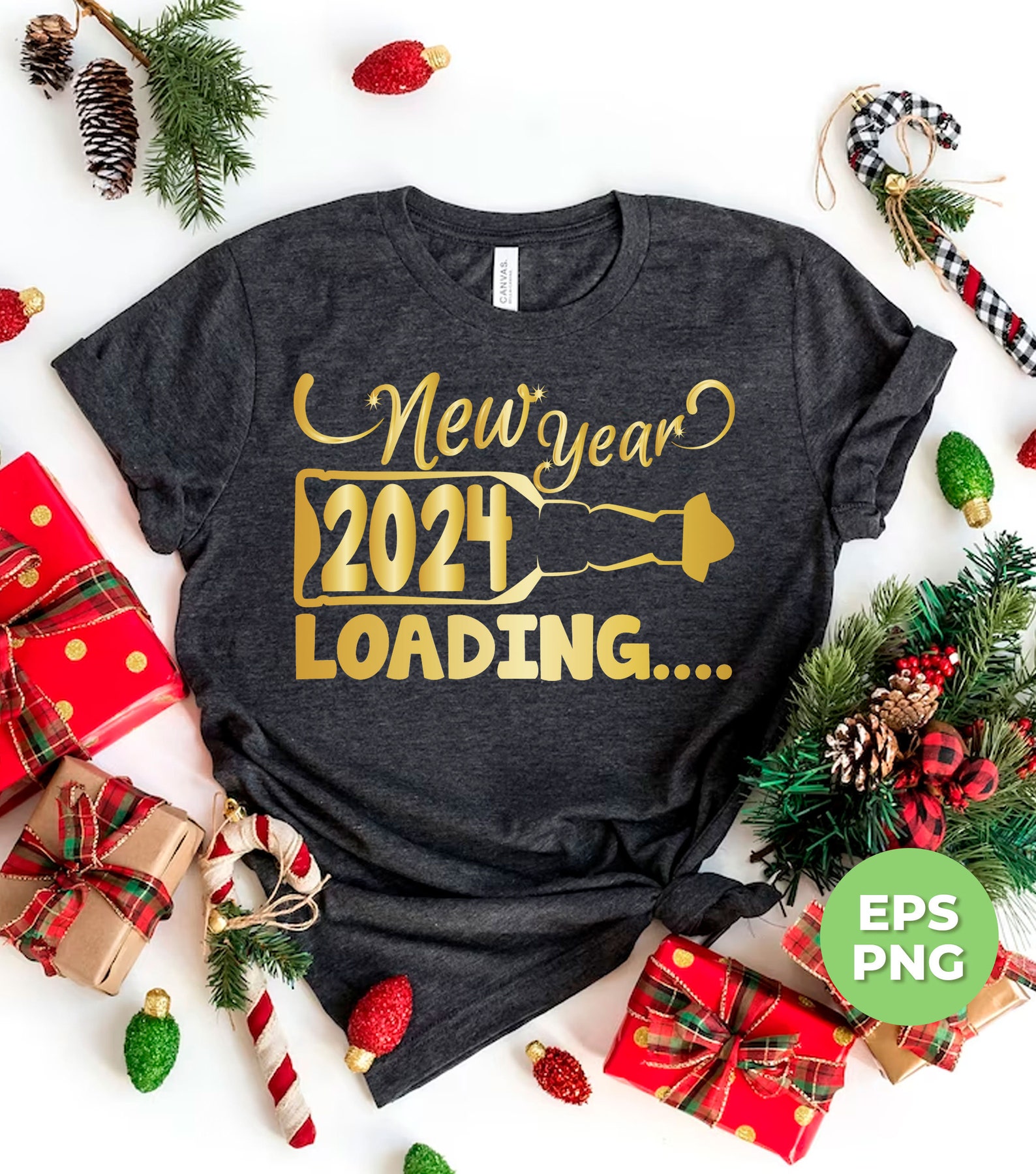 Happy New Year 2024 Loading 2024 Golden Style Champagne - Etsy