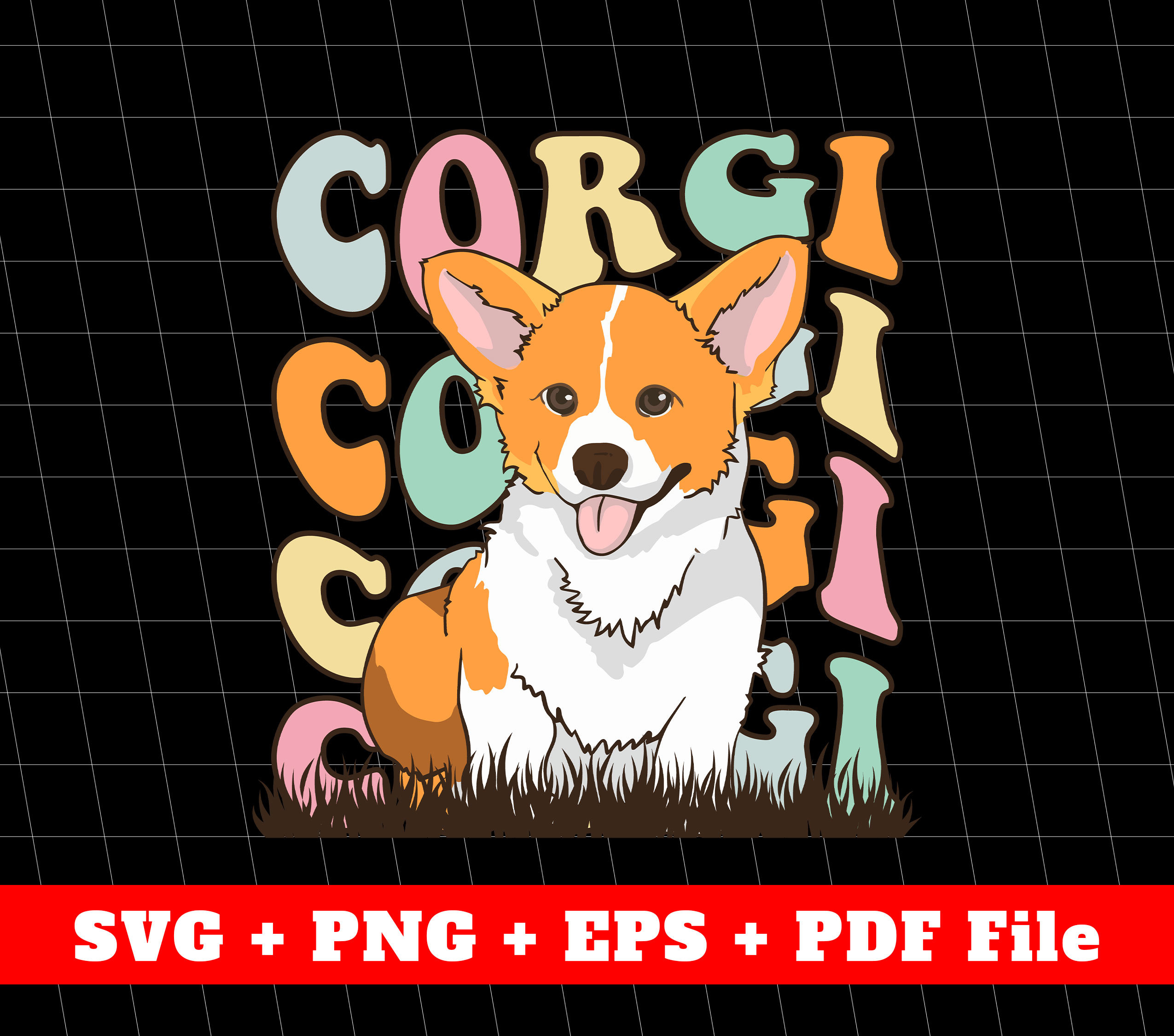 Corgi Svg, Corgi Lover Svg, Retro Corgi Svg, Svg for Corgi, Groovy ...