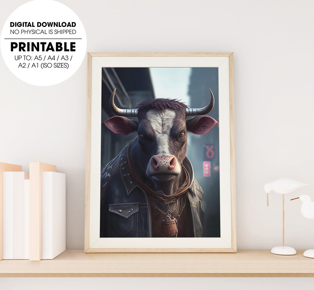 Gangsters on the Street, Cow Gangster Art Poster, Gangs-cow Poster ...